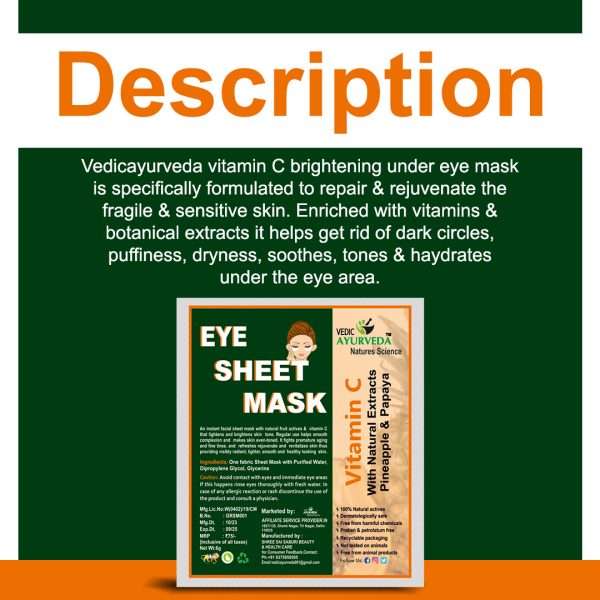 VEDICAYURVEDA Organic Eye Sheet Mask For Dark Circles