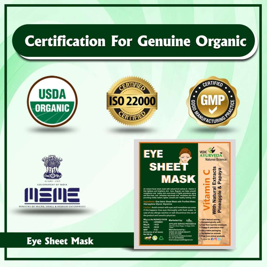VEDICAYURVEDA Organic Eye Sheet Mask For Dark Circles