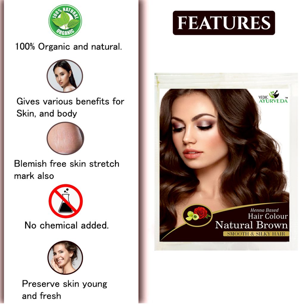 Vedicayurveda Henna Hair Color Naturally Brown-Sachet Pack Of 6