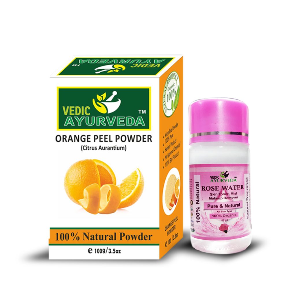 Orange Peel Powder Face Pack With Free Rose Water - Vedic Ayurveda